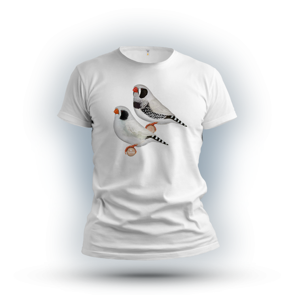 CFW Black Cheek pair – Zebra finch white T-shirt – Gouldianfinch